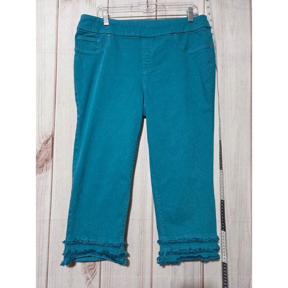 Chico's | Pants & Jumpsuits | Chicos Fringe Hem Crop Pants Turquoise ...